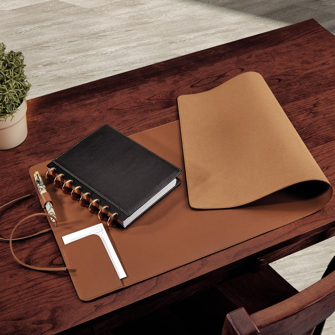 Levenger | Rollaway Leather Desk Accessories | Leather Desk Set