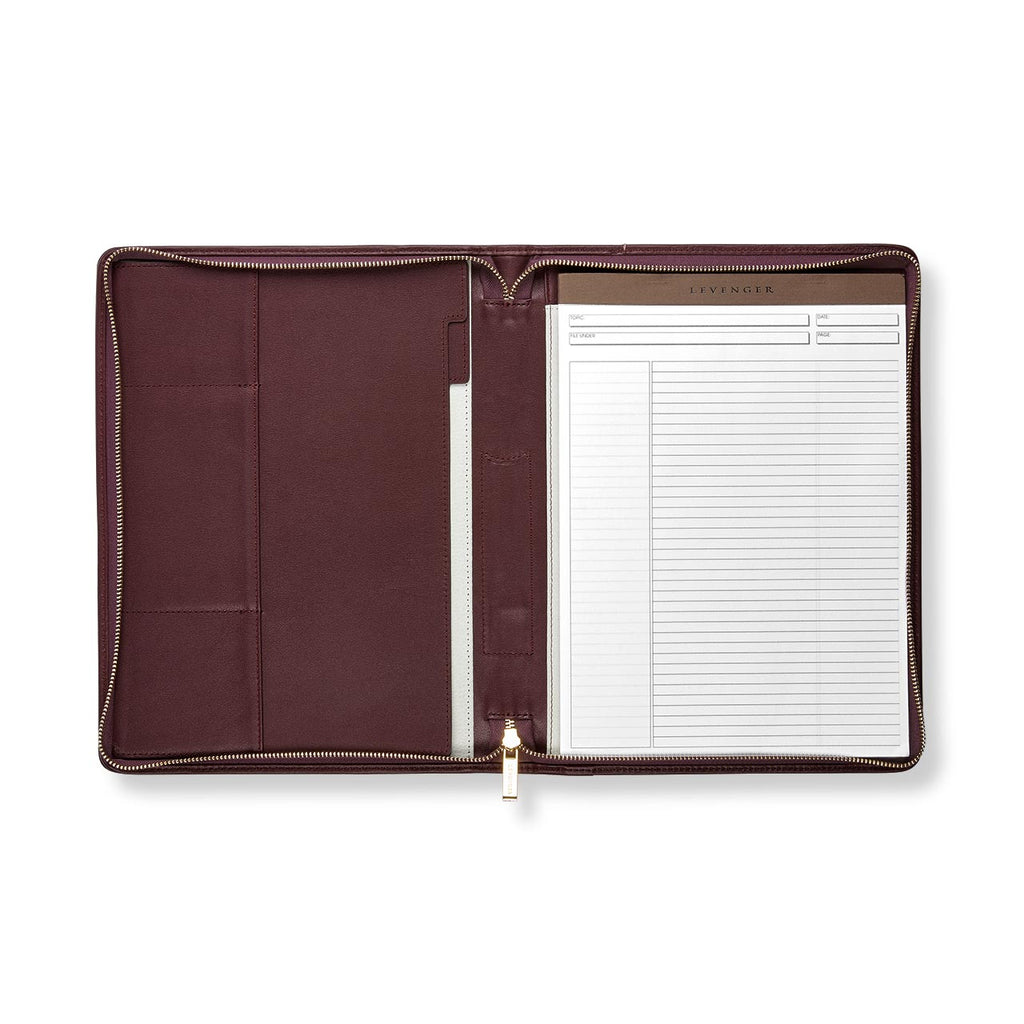 Opulent Leather Zip-Around Tabbed Folio