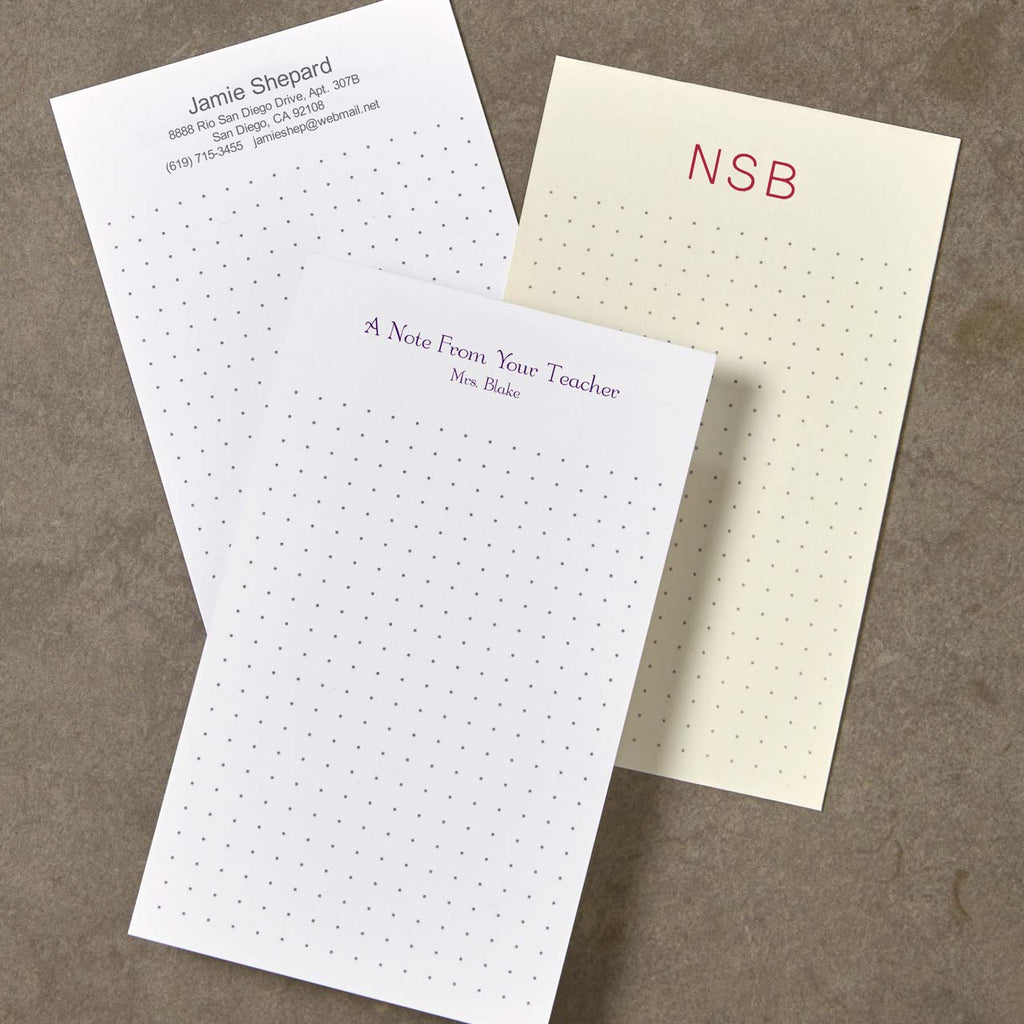 500 Personalized 3 x 5 Cards, Vertical Dot Grid