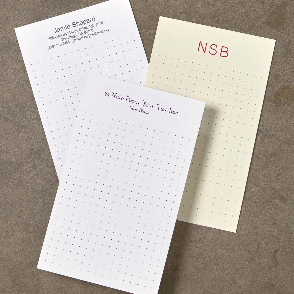 250 Personalized 3 x 5 Cards, Vertical Dot Grid